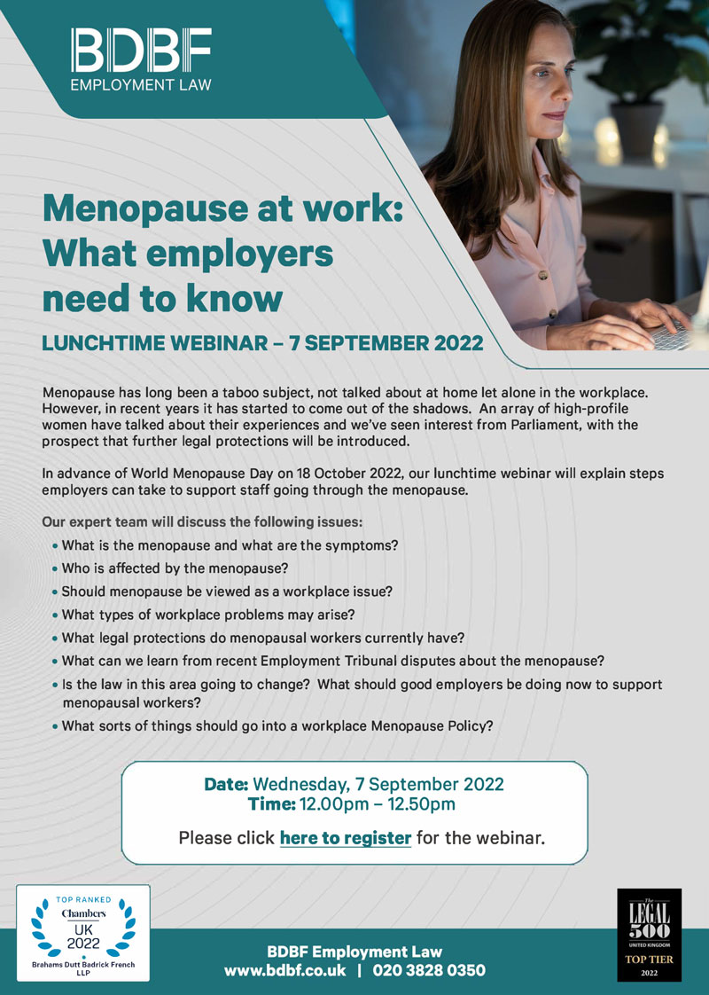 Menopause at work: What employers need to know - Lunchtime Webinar ...